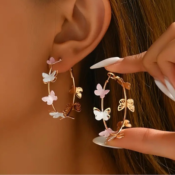 Jewelry | Bohemian Butterfly Hoop Earrings | Poshmark